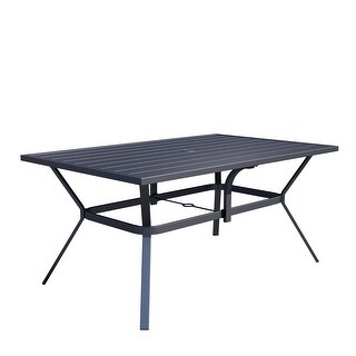 60"x38" Rectangle Patio Dining Table for 6 Person and Monolithic Slat Desktop with Umbrella Hole ...